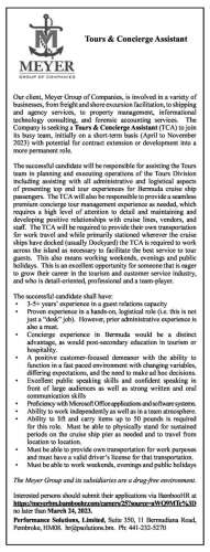 Tours & Concierge Assistant - The Royal Gazette | Bermuda News ...