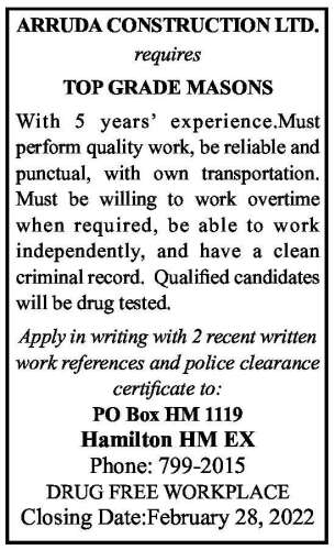 TOP GRADE MASONS - The Royal Gazette | Bermuda News, Business, Sports ...