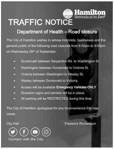 Traffic Notice Department of Health - The Royal Gazette | Bermuda News ...