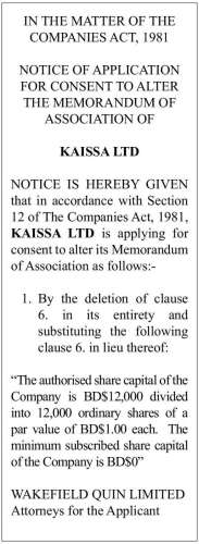 KAISSA LTD - The Royal Gazette | Bermuda News, Business, Sports, Events ...