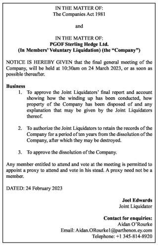 PGOF Sterling Hedge Ltd. - The Royal Gazette | Bermuda News, Business ...