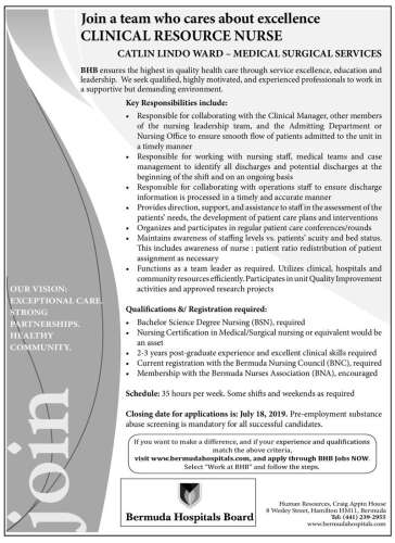 Clinical Resource Nurse - The Royal Gazette | Bermuda News, Business ...
