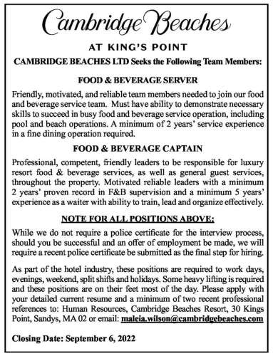 FOOD & BEVERAGE SERVER AND FOOD & BEVERAGE CAPTAIN - The Royal Gazette ...