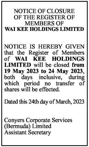 Wai Kee Holdings Limited - The Royal Gazette | Bermuda News, Business ...