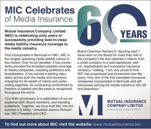 MIC Celebrates 60-years of Media Insurance - The Royal Gazette ...