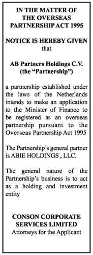 AB Partners Holdings C.V. (the Partnership) - The Royal Gazette ...