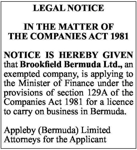 Brookfield Bermuda Ltd. - The Royal Gazette | Bermuda News, Business ...