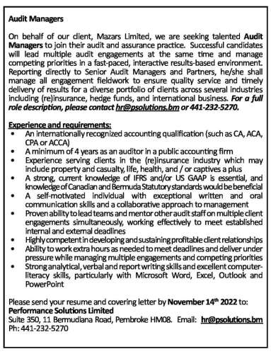 Audit Managers - The Royal Gazette | Bermuda News, Business, Sports ...