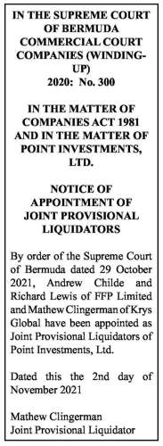 POINT INVESTMENTS, LTD. - The Royal Gazette | Bermuda News, Business ...