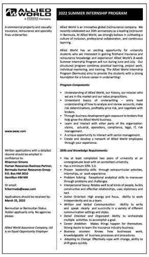 2022 Summer Internship Program - The Royal Gazette | Bermuda News, Business, Sports, Events ...