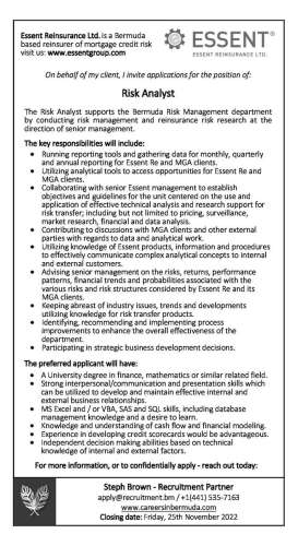 Risk Analyst - The Royal Gazette | Bermuda News, Business, Sports ...
