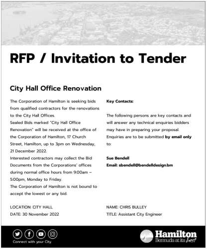 RFP / Invitation to Tender City Hall Office Renovation - The Royal Gazette | Bermuda News ...