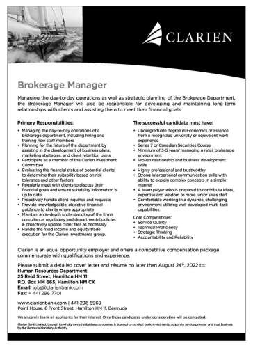 Brokerage Manager - The Royal Gazette | Bermuda News, Business, Sports ...