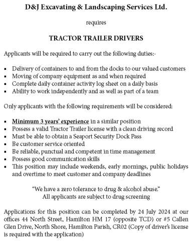 TRACTOR TRAILER DRIVERS - The Royal Gazette | Bermuda News, Business ...