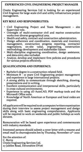 EXPERIENCED CIVIL ENGINEERING PROJECT MANAGER - The Royal Gazette ...