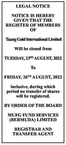 Taung Gold International Limited - The Royal Gazette | Bermuda News ...