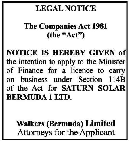 SATURN SOLAR BERMUDA 1 LTD. - The Royal Gazette | Bermuda News ...