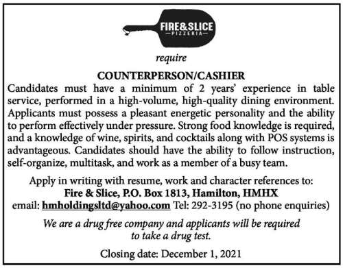 Counterperson/Cashier - The Royal Gazette | Bermuda News, Business ...