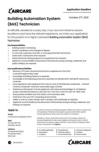 BAS Technician - The Royal Gazette | Bermuda News, Business, Sports ...