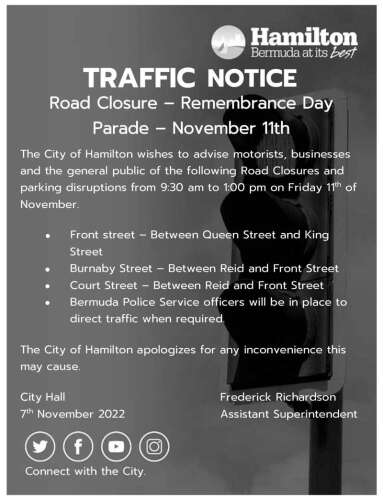 TRAFFIC NOTICE Road Closure â€“ Remembrance Day Parade â€“ November ...