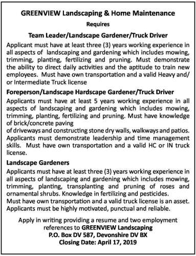 Team Leader, Landscape Gardener, Truck Driver, Foreperson, Landscape ...