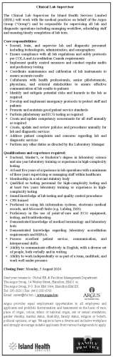 Clinical Lab Supervisor - The Royal Gazette | Bermuda News, Business ...