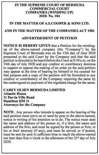 A.S. Cooper & Sons Ltd. - The Royal Gazette | Bermuda News, Business ...