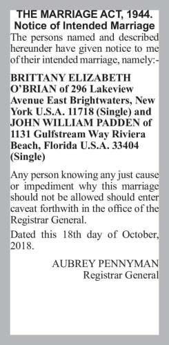 BRITTANY ELIZABETH O'BRIAN of 296 Lakeview Avenue East Brightwaters ...