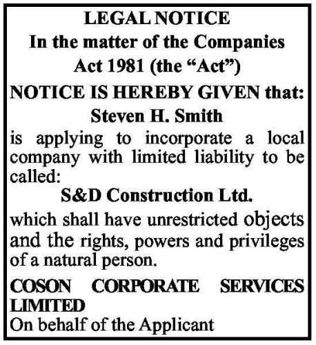 S&D Construction Ltd. - The Royal Gazette | Bermuda News, Business ...