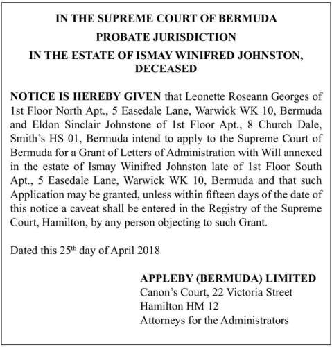 Ismay Winifred Johnston - Grant of Letters of Administration - The ...