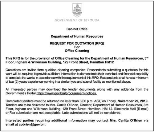 RFQ Office Cleaning - The Royal Gazette | Bermuda News, Business ...