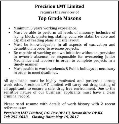 Top Grade Masons - The Royal Gazette | Bermuda News, Business, Sports ...