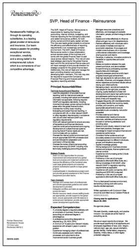 SVP, Head of Finance - Reinsurance - The Royal Gazette | Bermuda News ...