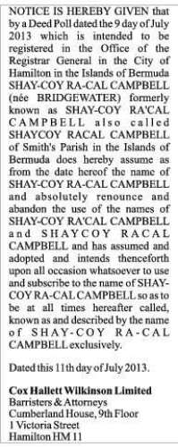 Shay-Coy Ra-Cal Campbell - The Royal Gazette | Bermuda News, Business ...