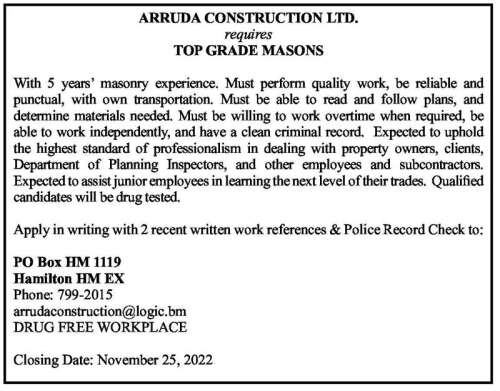 TOP GRADE MASONS - The Royal Gazette | Bermuda News, Business, Sports ...