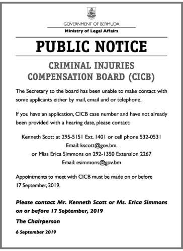 Criminal Injuries Compensation Board hearing - The Royal Gazette ...