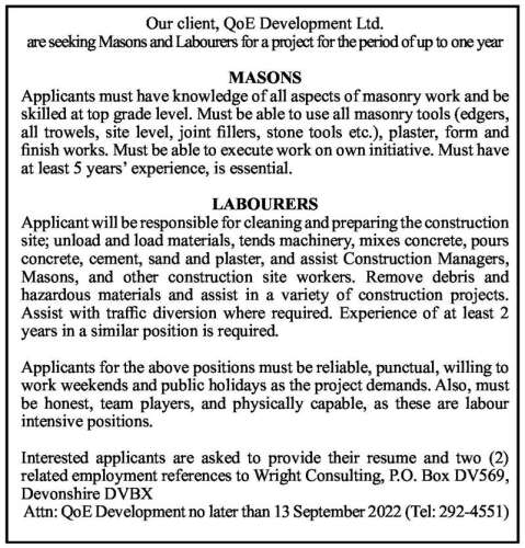 MASONS and LABOURERS - The Royal Gazette | Bermuda News, Business ...