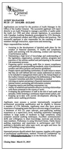 Audit Manager - The Royal Gazette | Bermuda News, Business, Sports ...