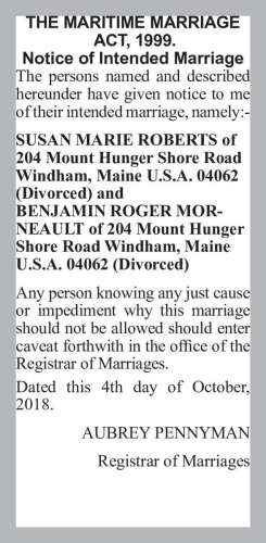 SUSAN MARIE ROBERTS of 204 Mount Hunger Shore Road Windham, Maine U.S.A ...