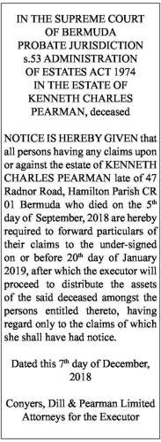 Estate of Kenneth Charles Pearman s53 Administration - The Royal ...