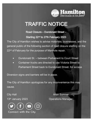 Traffic Notice - Road Paving Brunswick St - The Royal Gazette | Bermuda ...