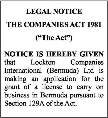 Lockton Companies International Bermuda Ltd. - The Royal Gazette ...
