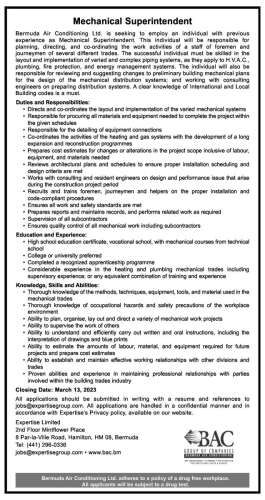 Mechanical Superintendent - The Royal Gazette | Bermuda News, Business ...