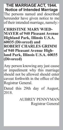 CHRISTINE MARY WIEDMAYER of 940 Pleasant Avenue Highland Park, Illinois ...