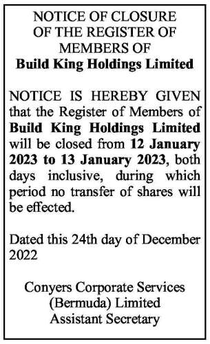 Build King Holdings Limited - The Royal Gazette | Bermuda News ...