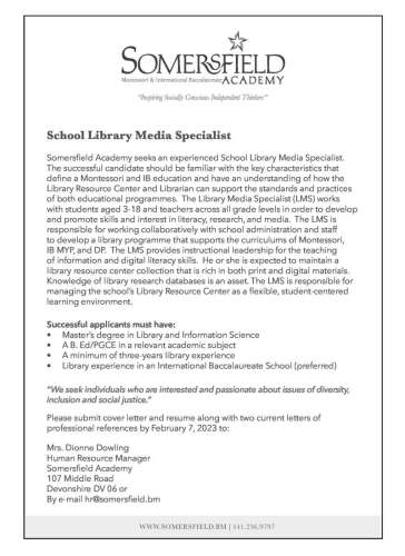 School Library Media Specialist - The Royal Gazette | Bermuda News ...