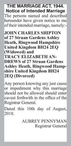 JOHN CHARLES SHIPTON of 27 Struan Gardens Ashley Heath, Ringwood ...