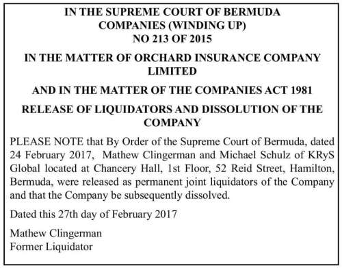 Orchard Insurance Company Limited - The Royal Gazette | Bermuda News ...