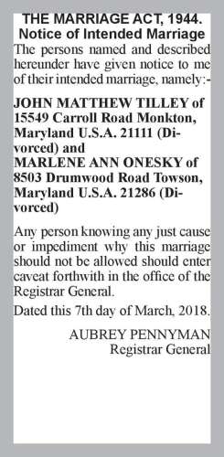 JOHN MATTHEW TILLEY of 15549 Carroll Road Monkton, Maryland U.S.A ...