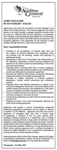 Audit Manager - The Royal Gazette | Bermuda News, Business, Sports ...
